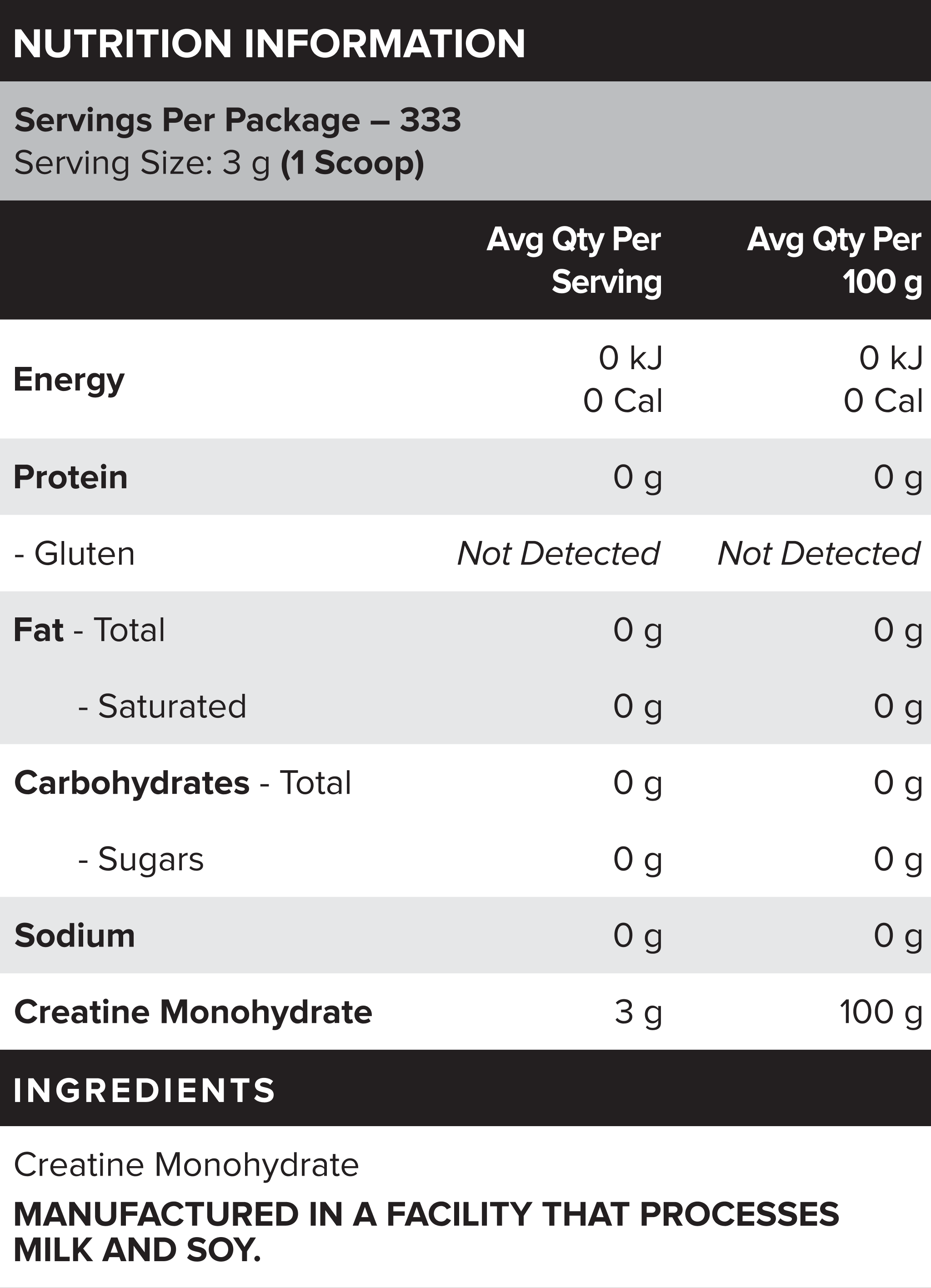 CREATINE MONOHYDRATE - Unflavoured 1kg – Muscle Nation
