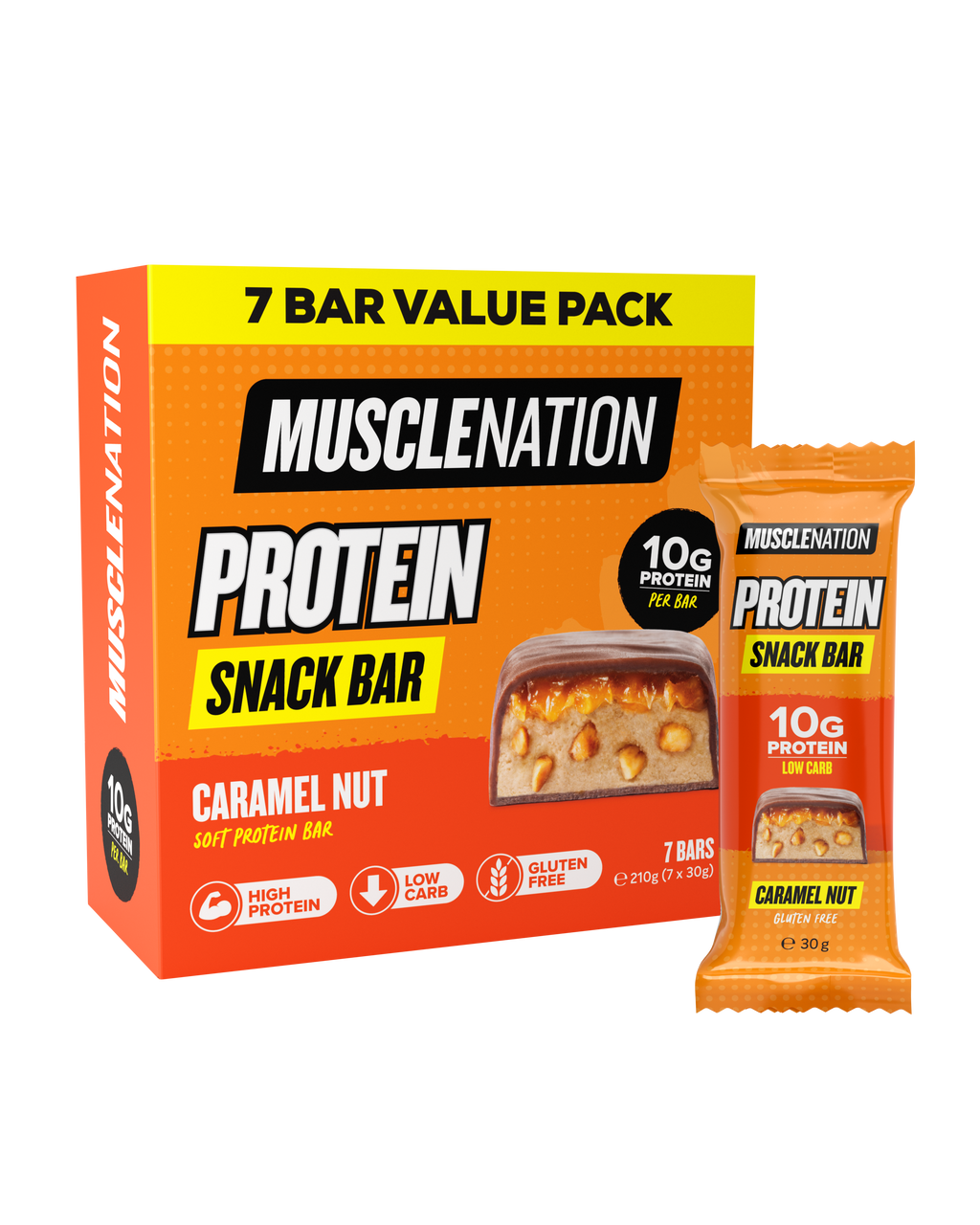 SNACK Protein Bar - Caramel Nut 7 Pack - Muscle Nation