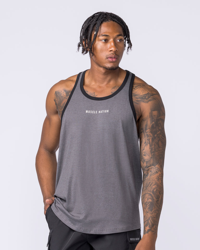 Striker Y Back Singlet - Mid Grey Marl – Muscle Nation