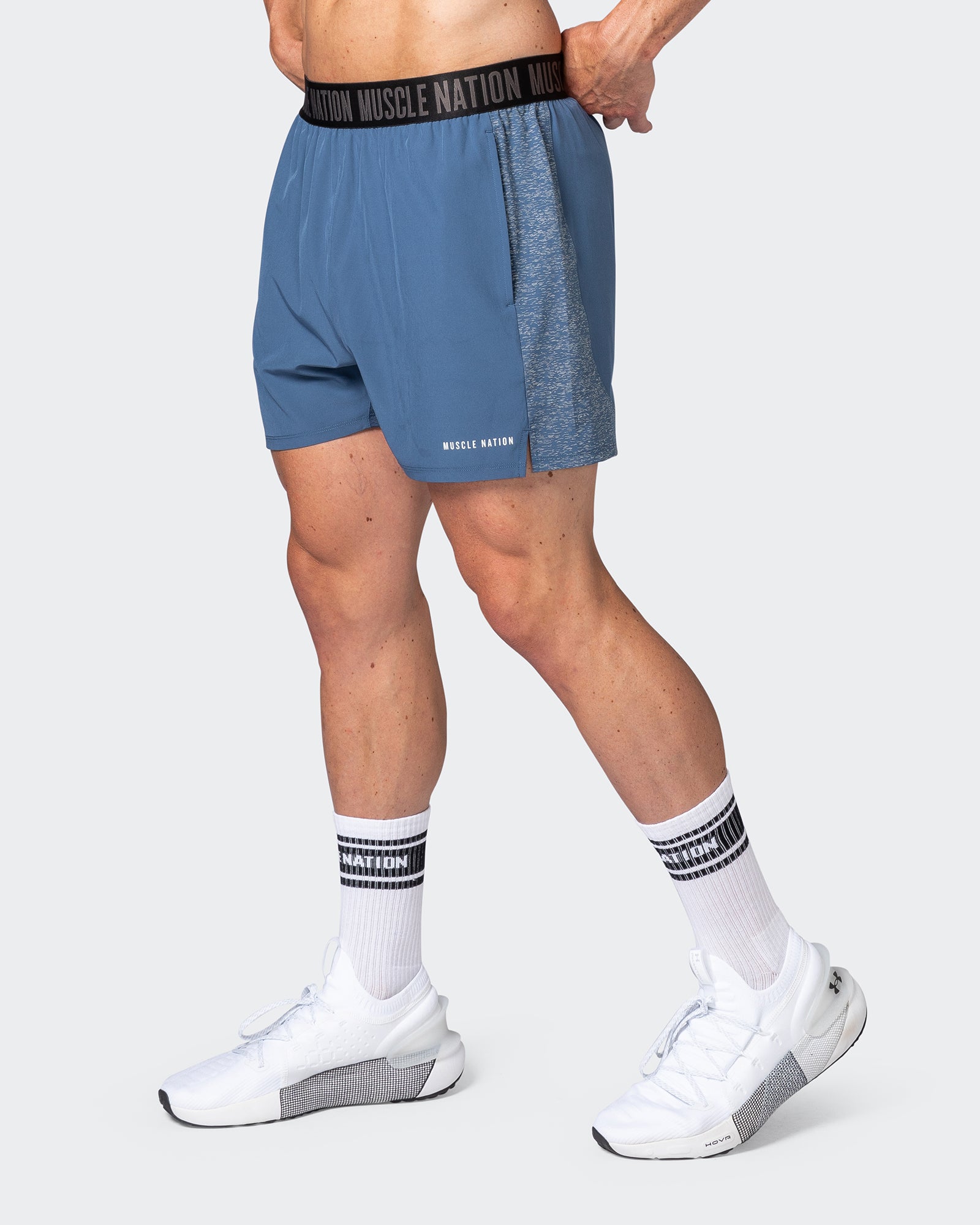 Reflective Training Shorts - Denim Blue - Muscle Nation